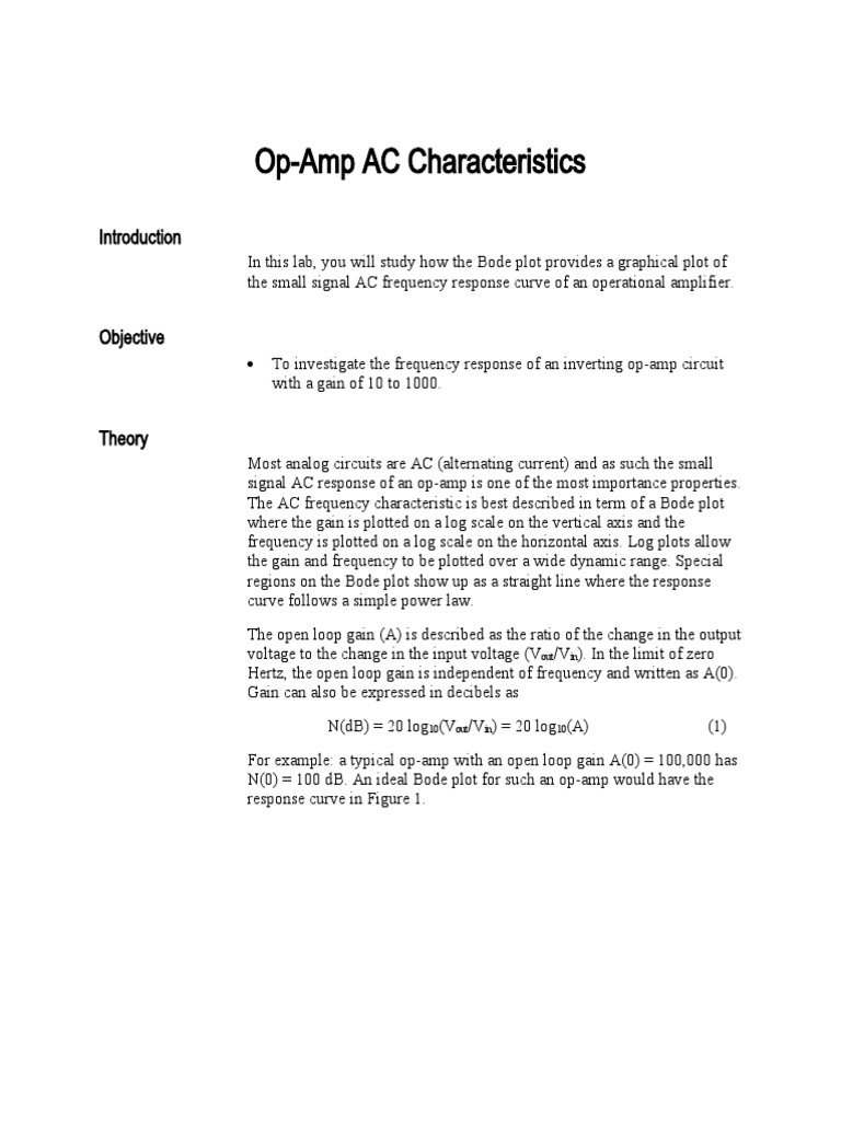 Op-Amp AC Characteristics | PDF | Operational Amplifier | Bandwidth ...