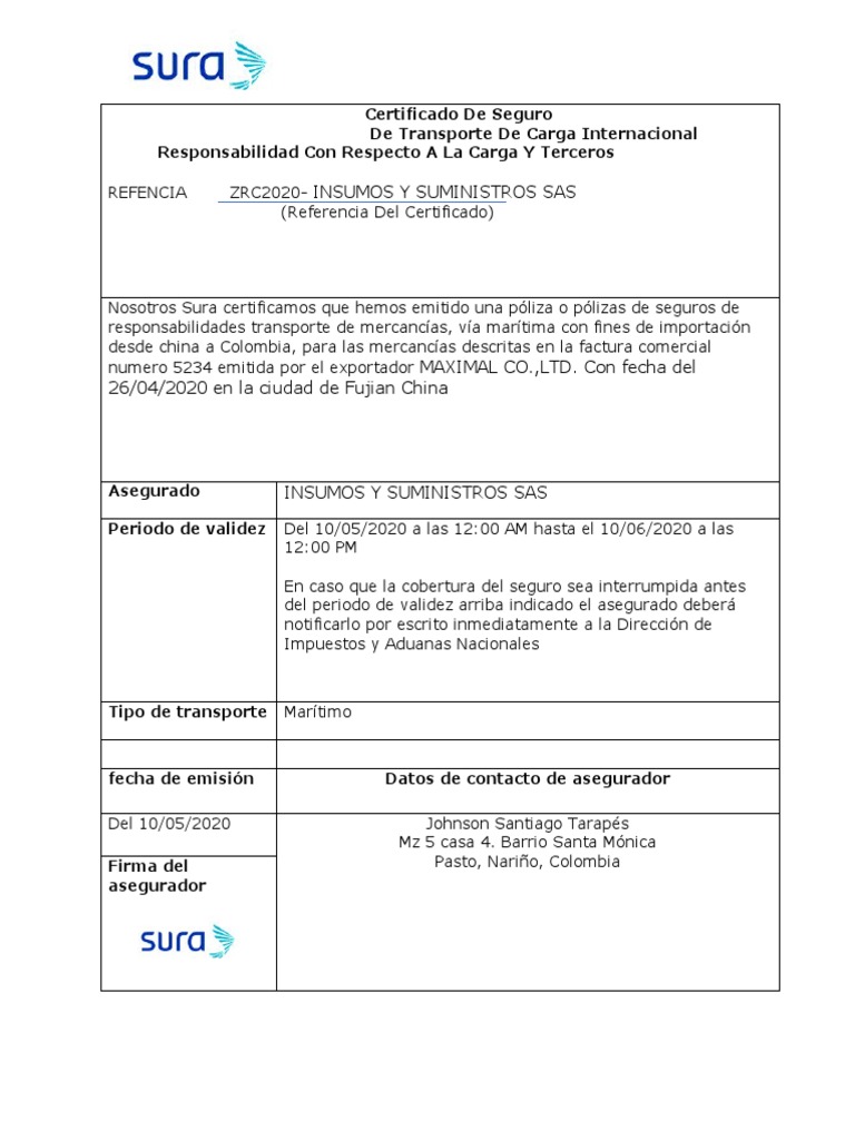 Poliza de Seguro | PDF | Negocios | Finanzas y dinero