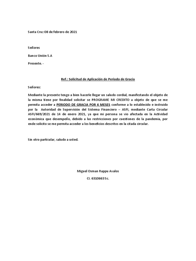 Carta Soli Periodo Gracia | PDF