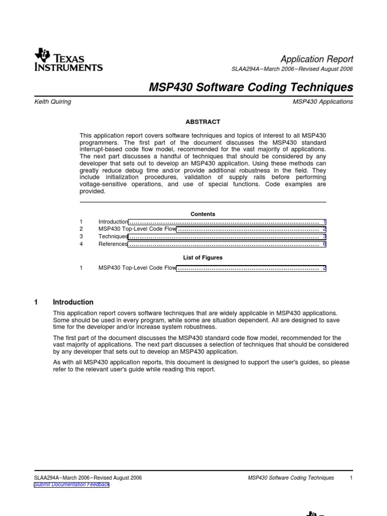 MSP430 Software Coding Techniques: Application Report | PDF | Flash Memory | C (Programming ...