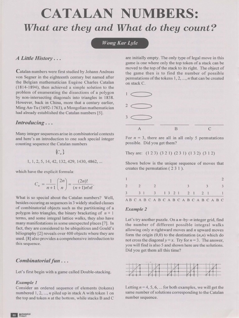 Catalan Numbers (Wong Kar Lyle) | PDF | Discrete Mathematics | Combinatorics