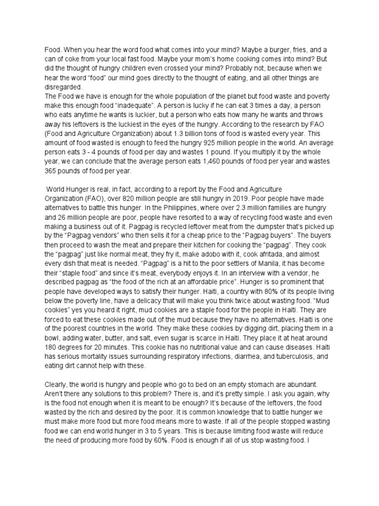 World Hunger Speech | Download Free PDF | Hunger | Poverty