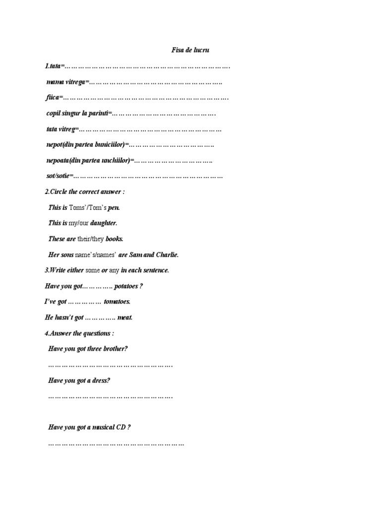 0 Fisa de Lucru Engleza | PDF
