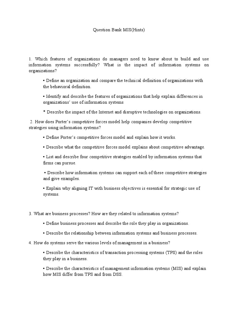 MIS Question Bank | Download Free PDF | Information System | Databases