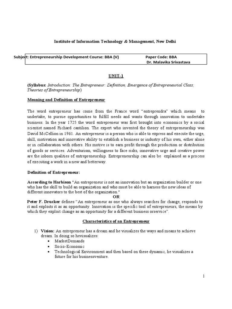 2019 Edp Unit 1 | PDF | Entrepreneurship | Innovation