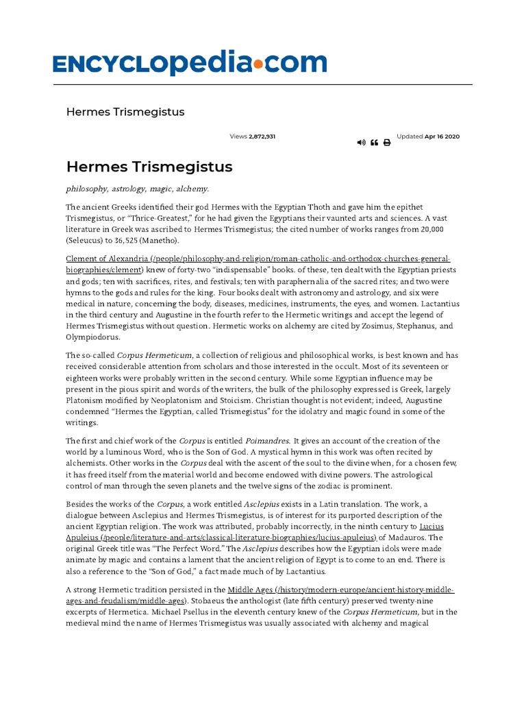 Hermes Trismegistus | PDF | Hermes Trismegistus | Hermeticism