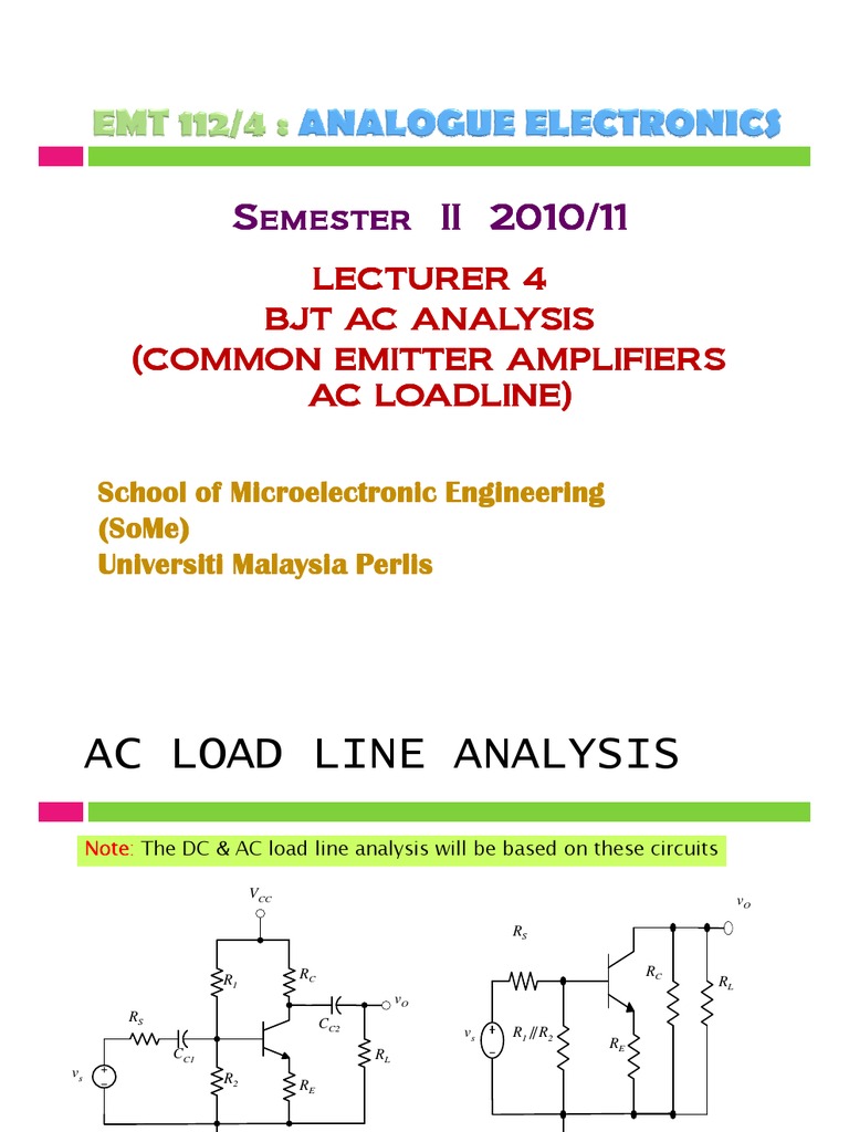 Lect 4 BJT AC Analysis (Common Emitter Amplifier AC | Electrical ...