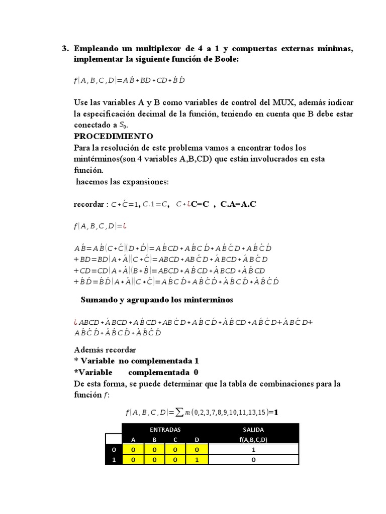Empleando Un Multiplexor de 4 A 1 | PDF | Decimal codificado en binario | Notación
