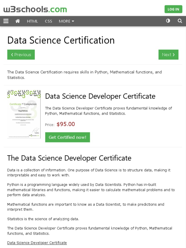 DATA SCIENCE Certification | PDF | Data Science | Test (Assessment)
