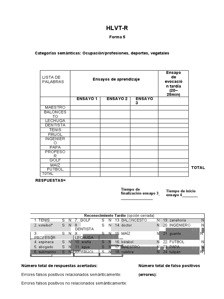 HVLT-R Formato 5 | PDF | Deportes | Ocio