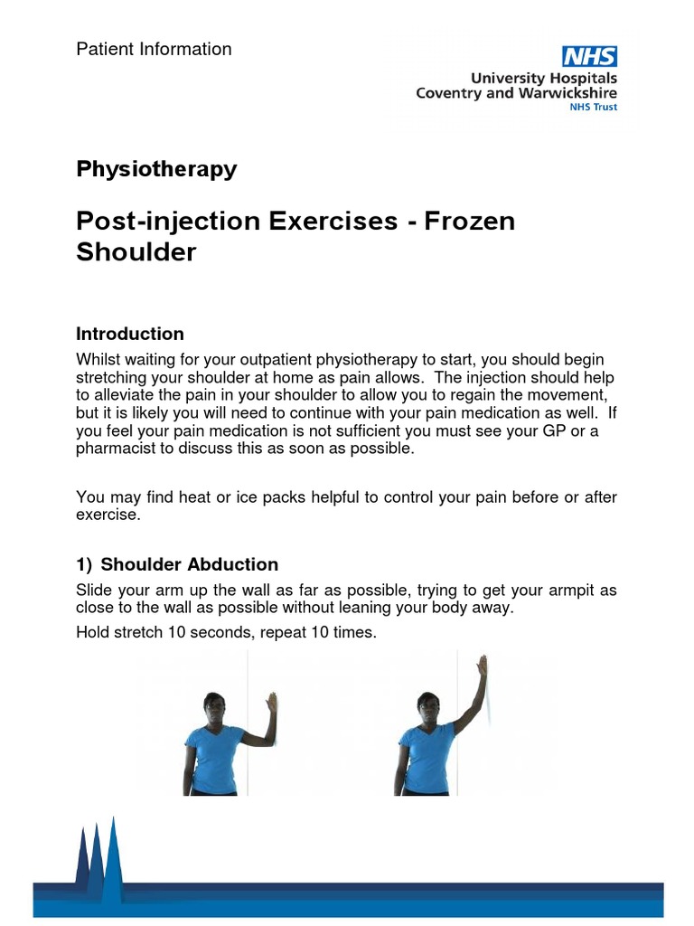 Post-Injection Exercises - Frozen Shoulder: Physiotherapy | PDF ...