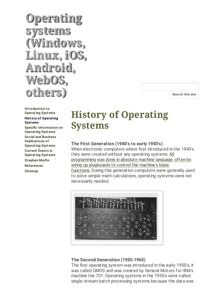 History of Operating Systems - Operating Systems (Windows, Linux, IOS ...