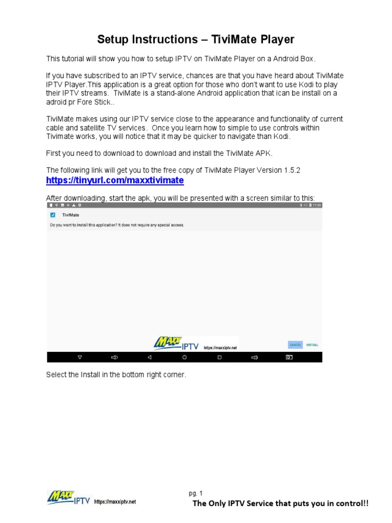 Setup Instructions - TiviMate Player | PDF | Menu | Menu (Computing)