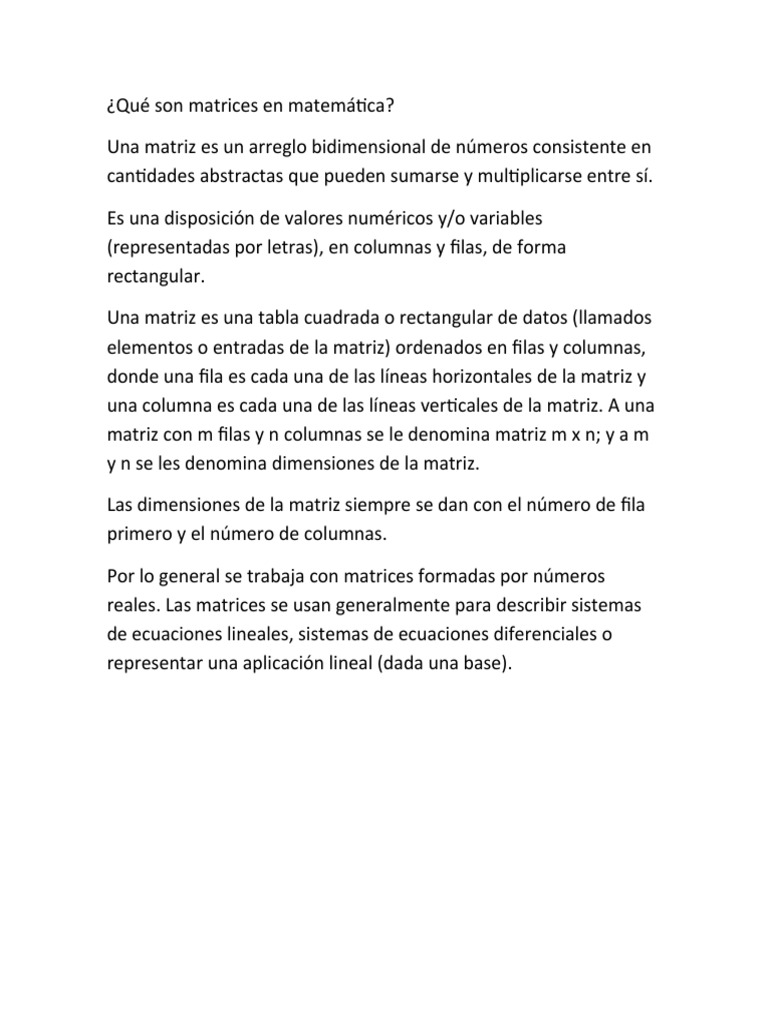 Qué Son Matrices en Matemática CELEMY | PDF | Matriz (Matemáticas ...