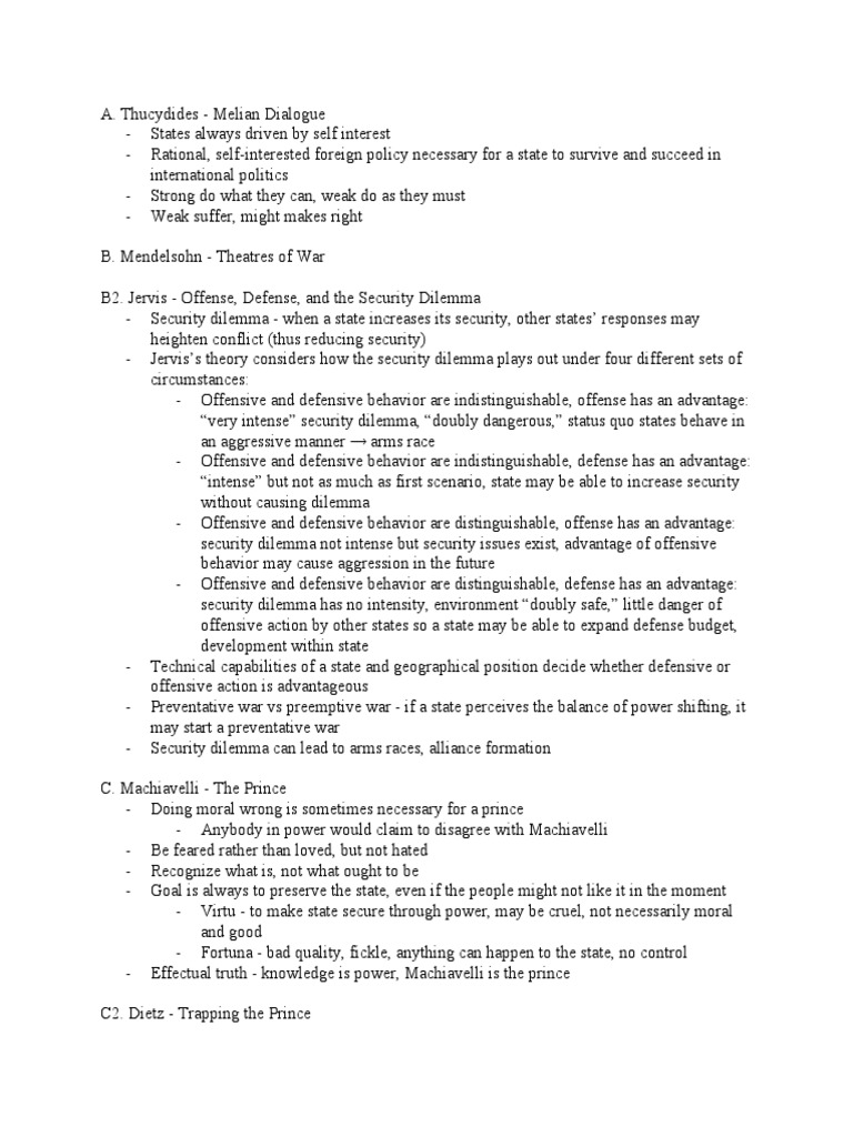 Realist IR Theories | PDF | Power (Social And Political ...
