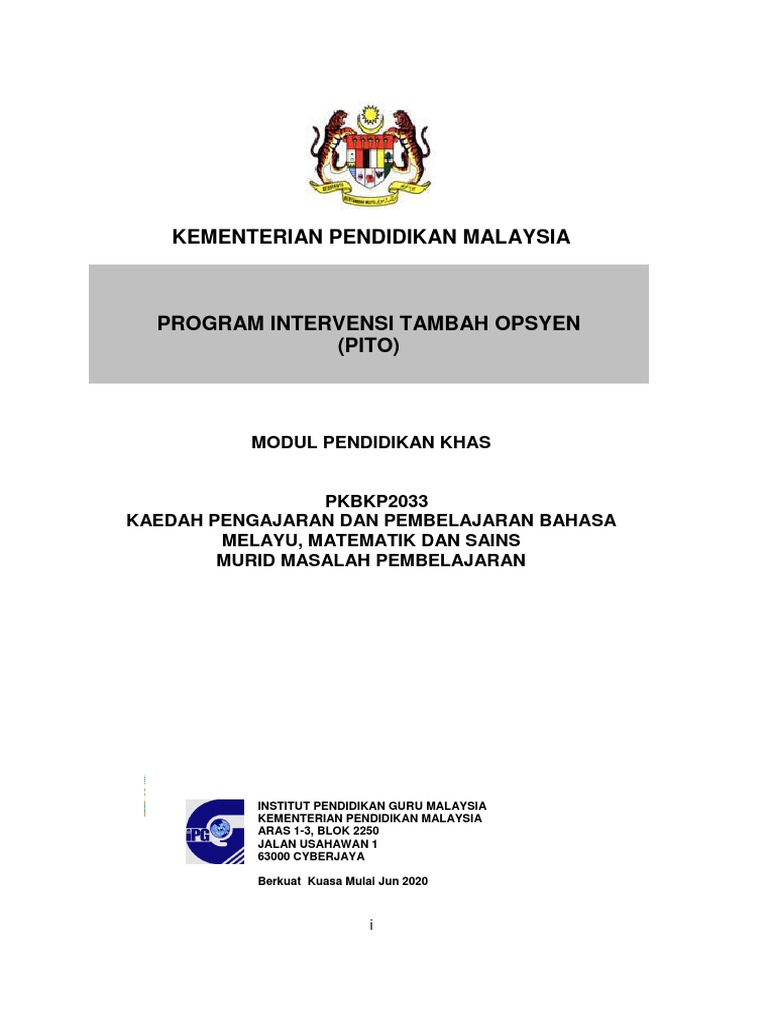 MODUL PKBK2033P Kaedah Pengajaran BM, Mate. & Sains | PDF