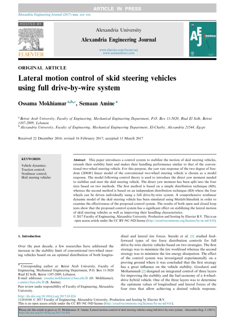 Lateral Motion Control of Skid Steering Vehicles Using Full Drive by ...