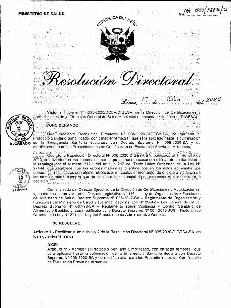 RD 037-2020-Digesa | PDF