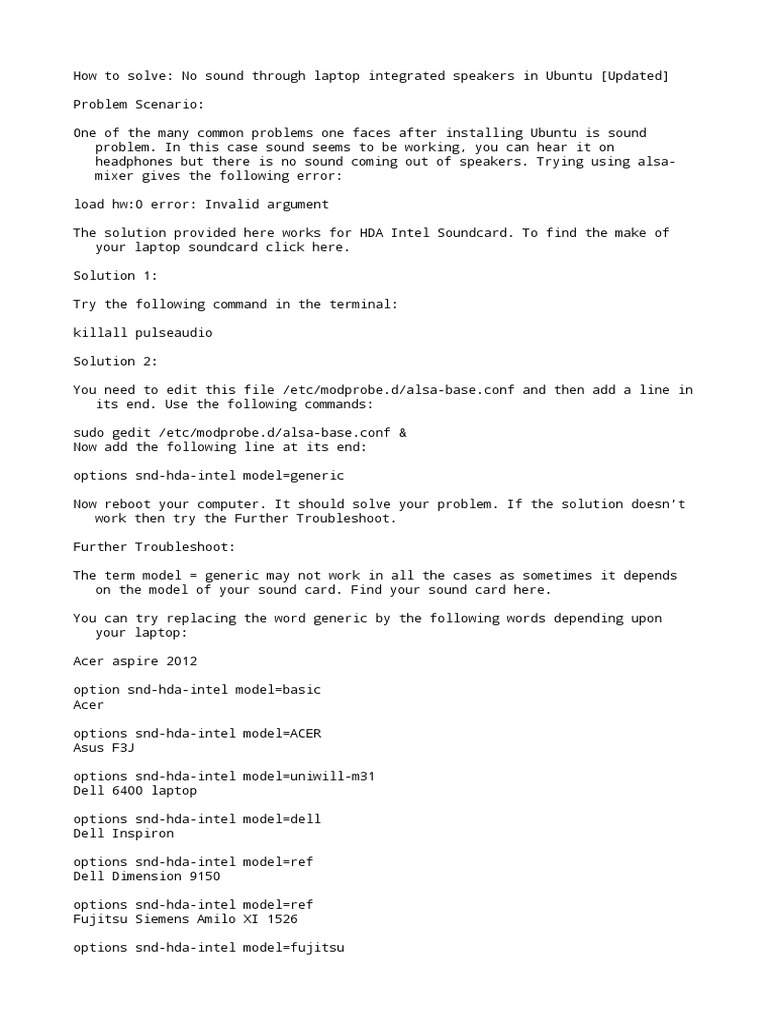 Fix No Sound On Linux | PDF | Laptop | Dell