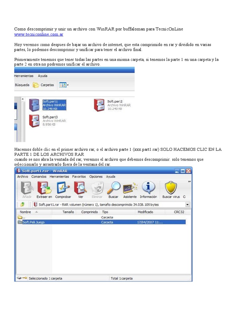 Como Descomprimir y Unir Un Archivo .Rar | PDF