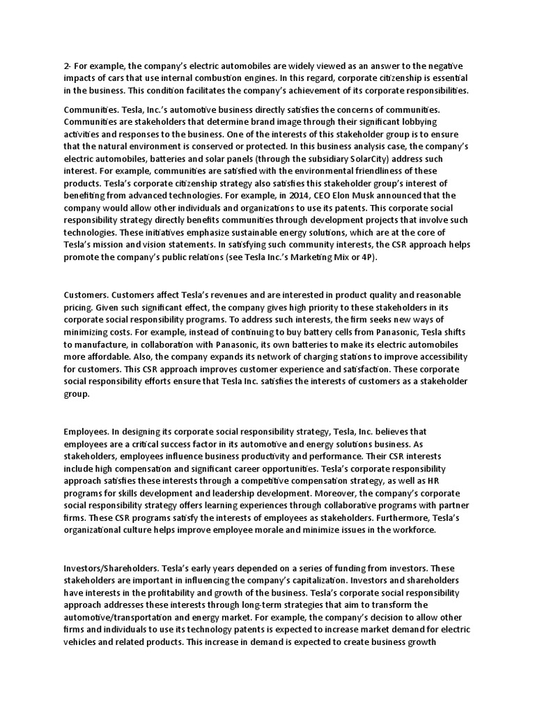 Tesla | PDF | Corporate Social Responsibility | Electric Car