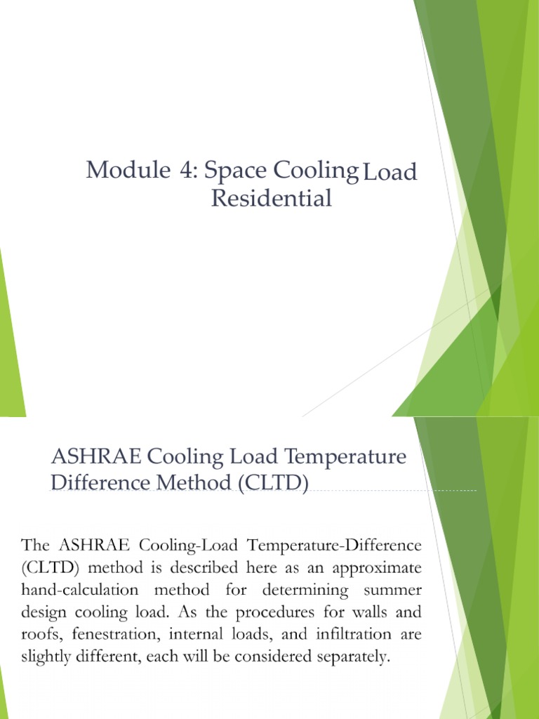HVAC Module 04 Cooling Load 2020 | PDF | Ventilation (Architecture) | Wall