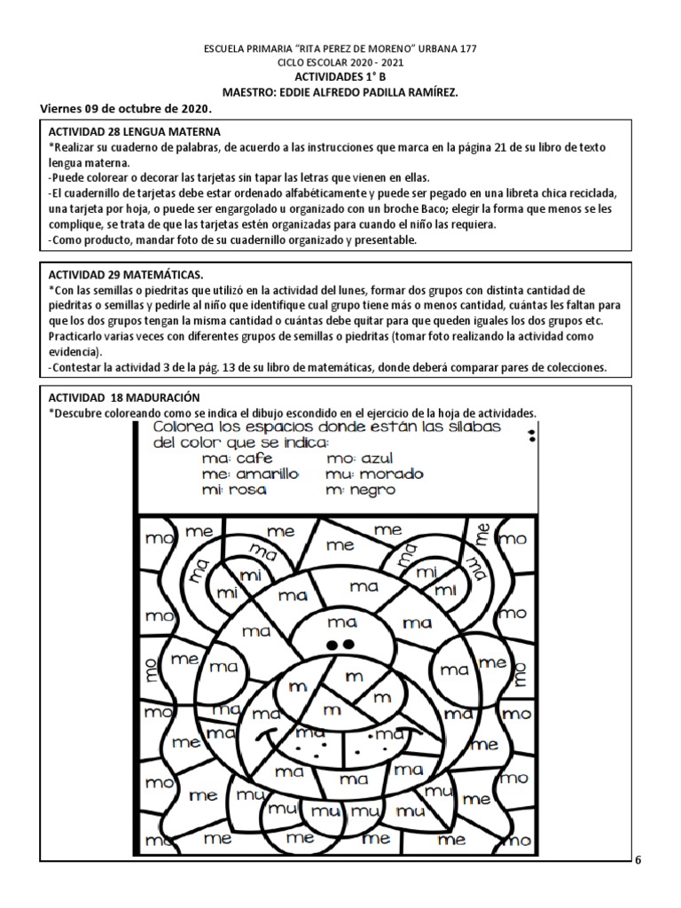 Actividades Del 9 de Octubre 2020 1RO B Página 6 | PDF