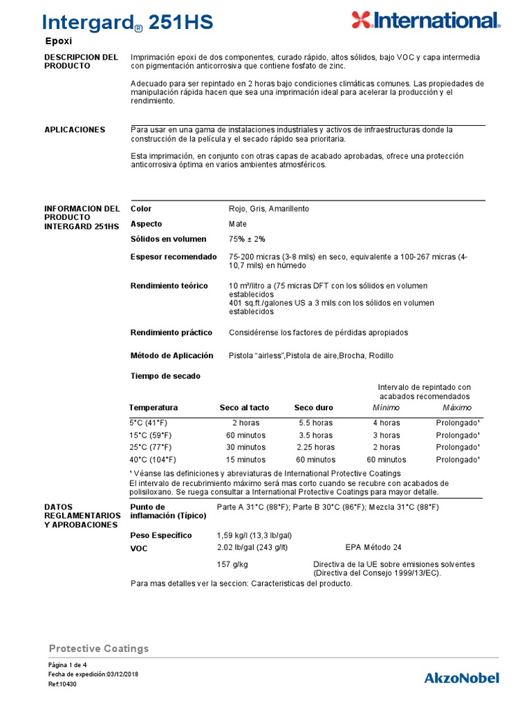 Intergard 251HS | PDF | Química | Materiales