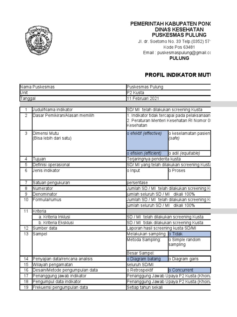 Profil Indikator Mutu Kusta Dan Lepto | PDF