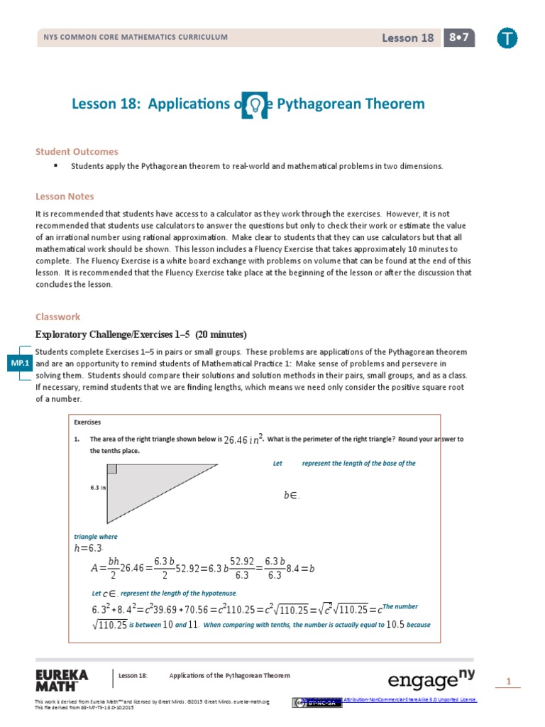 Math g8 m7 Topic C Lesson 18 Teacher | PDF | Area | Length