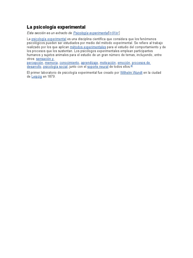 Introducción a la Psicología Experimental | PDF