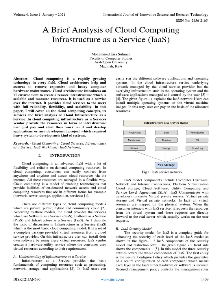 A Brief Analysis of Cloud Computing Infrastructure As A Service (IaaS ...