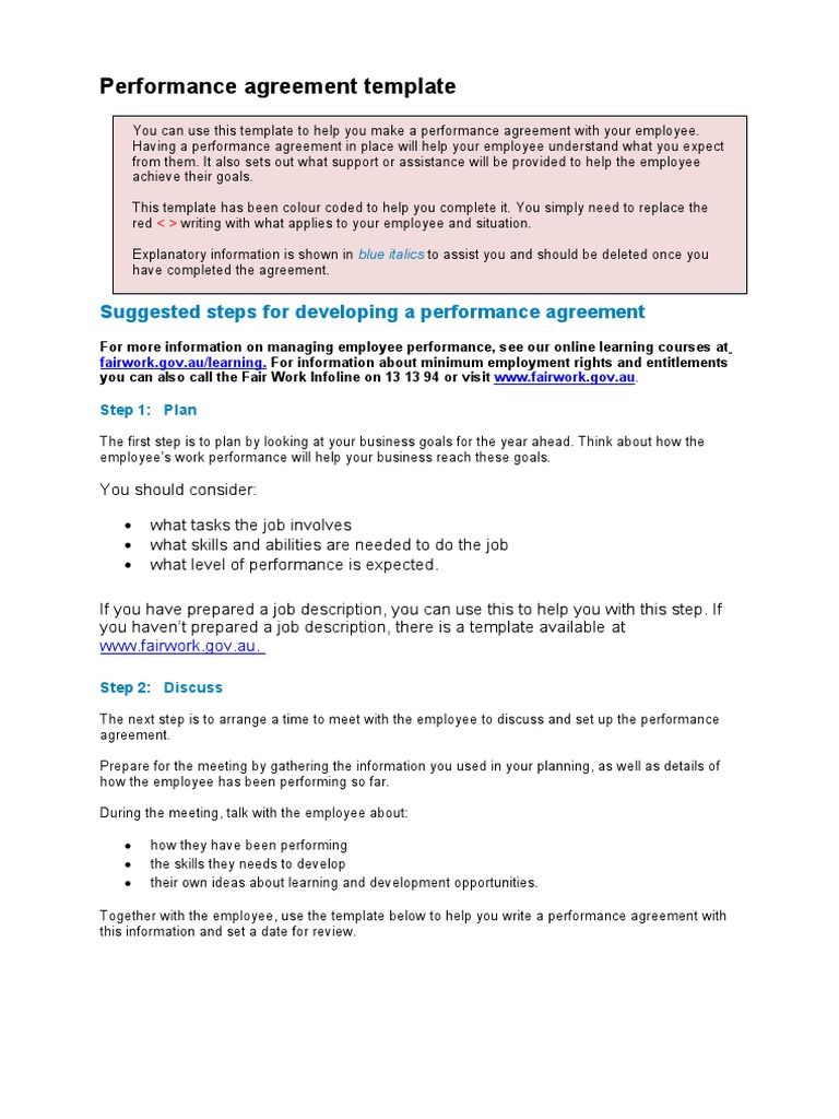 Performance Agreement Template | PDF | Employment | Mentorship