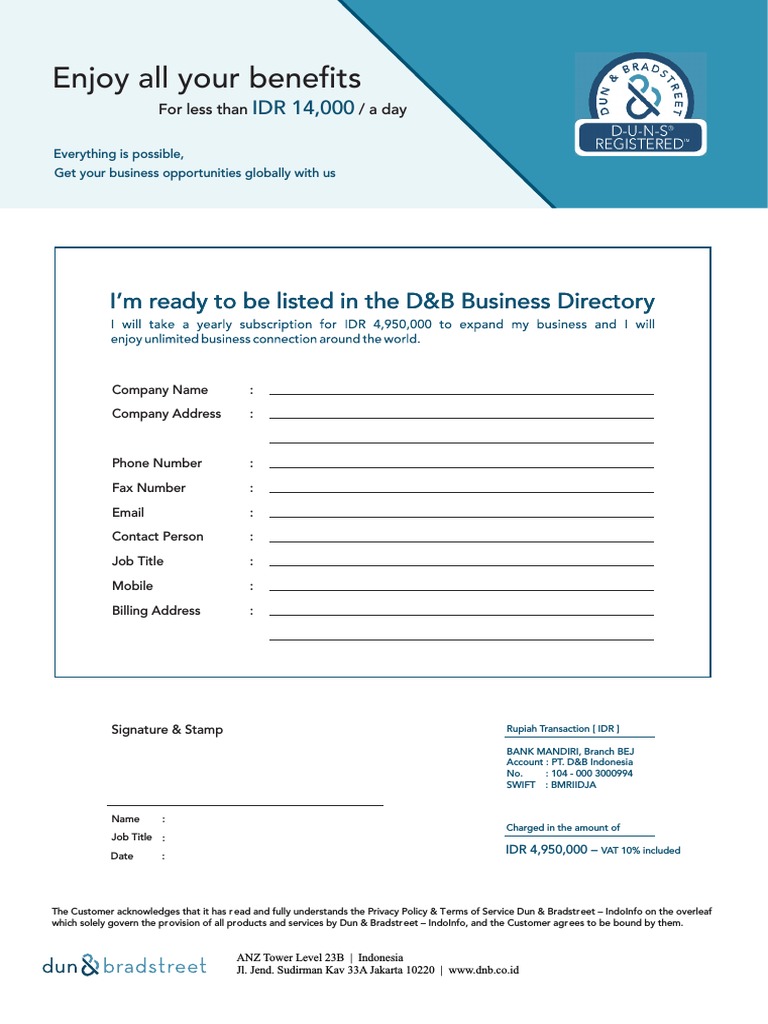 Enjoy All Your Benefits: I'm Ready To Be Listed in The D&B Business ...