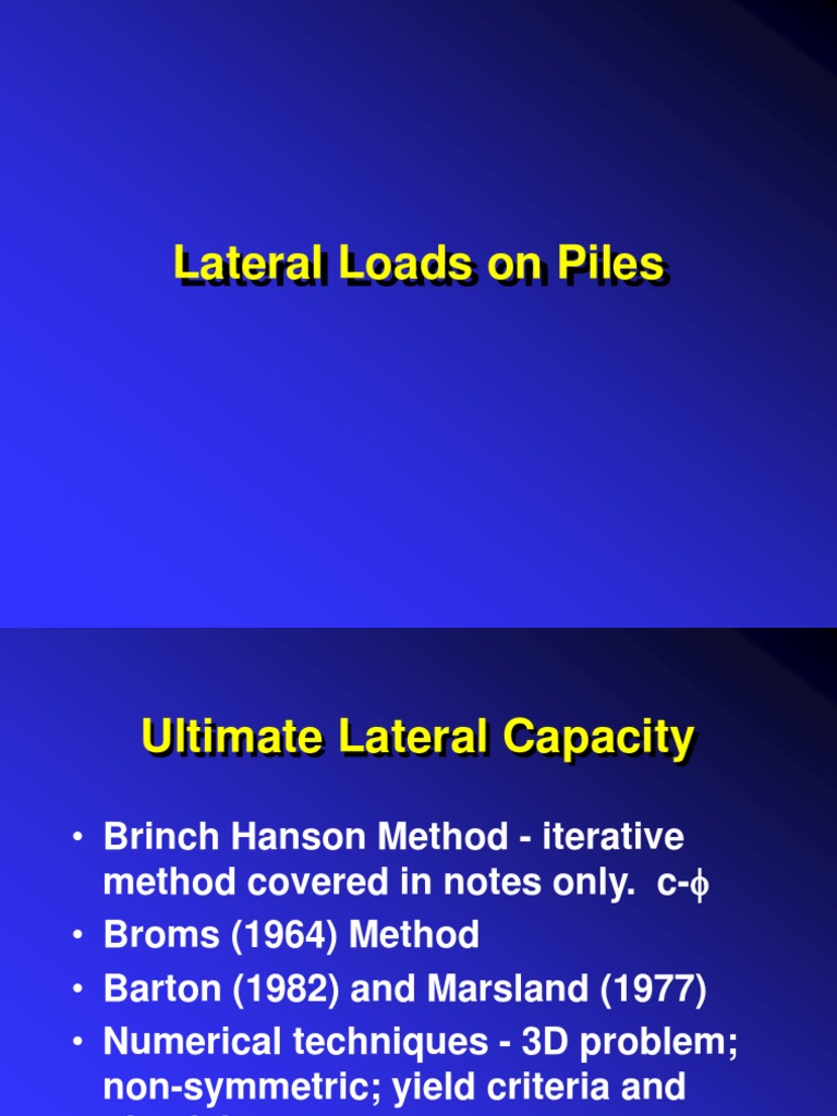 Ultimate Lateral Capacity of Piles: A Comparison of Analytical Methods ...