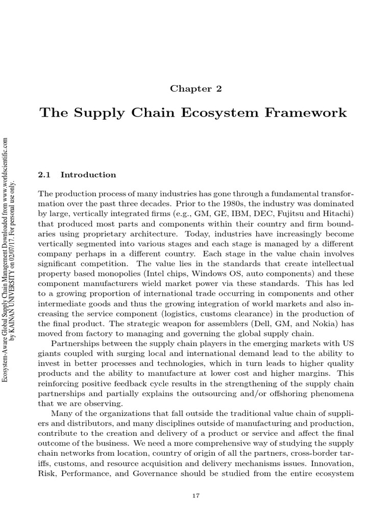 The Supply Chain Ecosystem Framework | PDF | Modularity | Supply Chain