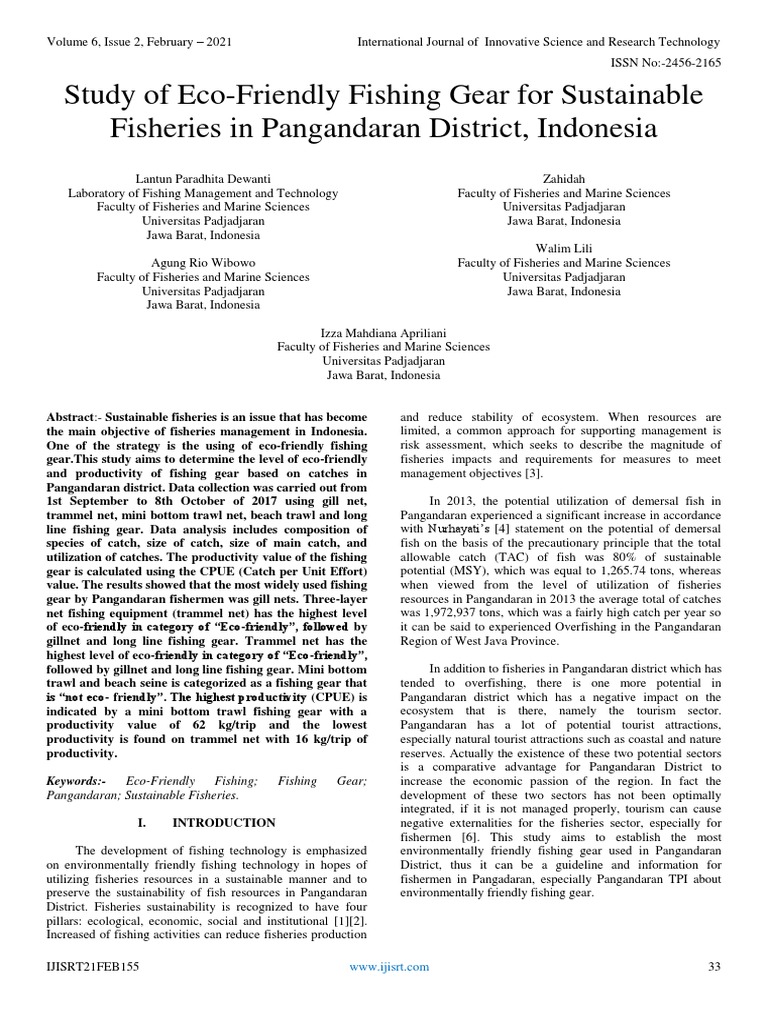 Study of Eco-Friendly Fishing Gear For Sustainable Fisheries in ...