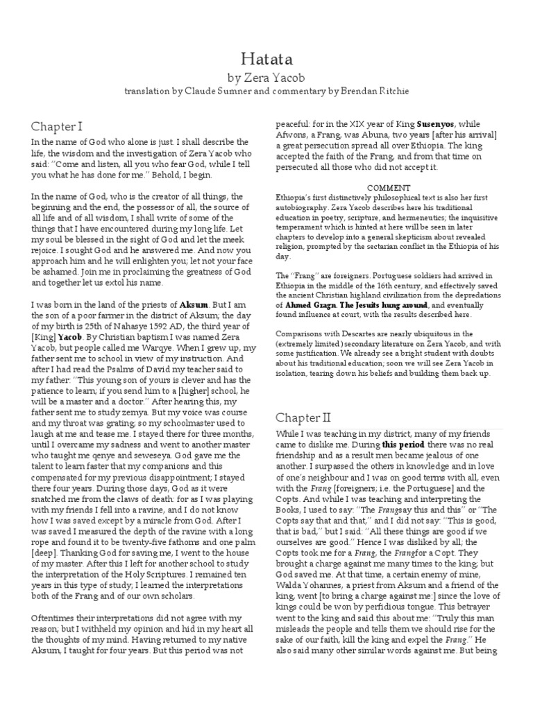 Hatata: by Zera Yacob | PDF | Creator Deity | God
