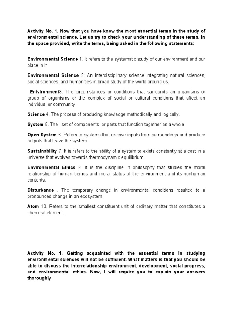 Activity No. 1 and 2 Envi - Sci (12174) | PDF | Occam's Razor ...