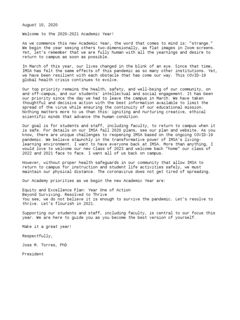 Welcome Letter | PDF