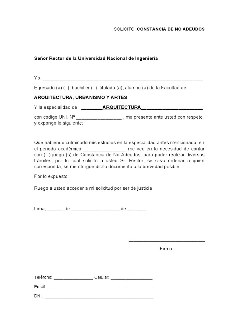 Solicitud Constancia No Adeudo | PDF