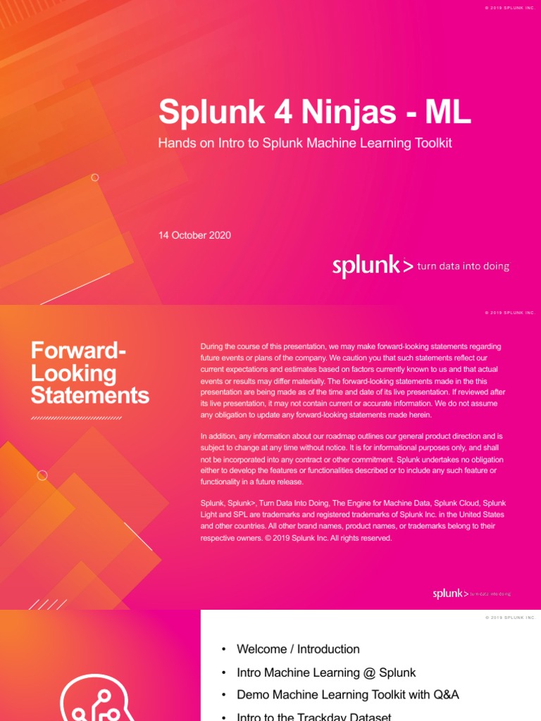 Splunk 4 Ninjas Ml Hands On Intro To Splunk Machine Learning Toolkit Pdf Machine Learning