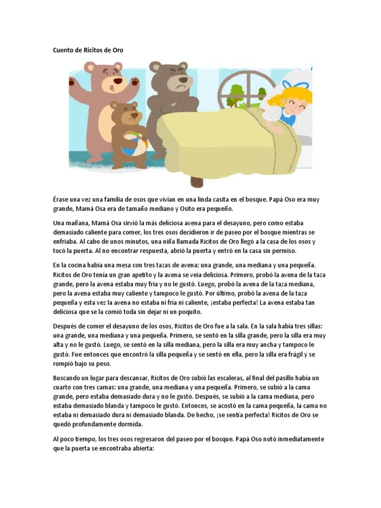 Cuento de Ricitos de Oro | PDF | Ricitos de oro y los tres osos