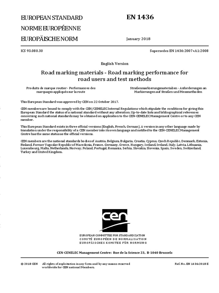 European Standard Norme Européenne Europäische Norm | PDF | Lighting | Road