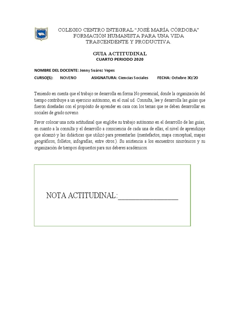 Guía Actitudinal 1 | PDF