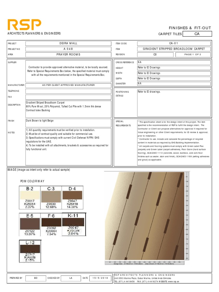 ID Specs - Carpet | PDF | Specification (Technical Standard) | Flooring