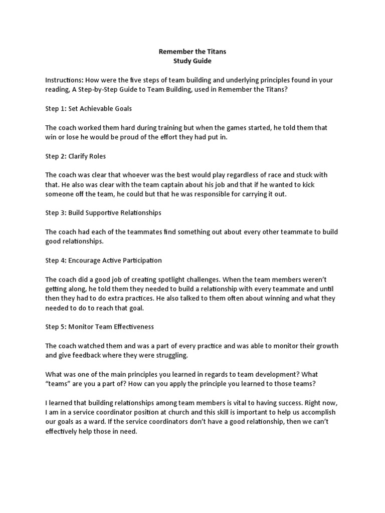 Team Building Lessons from Titans | PDF | Career & Growth | Sports ...