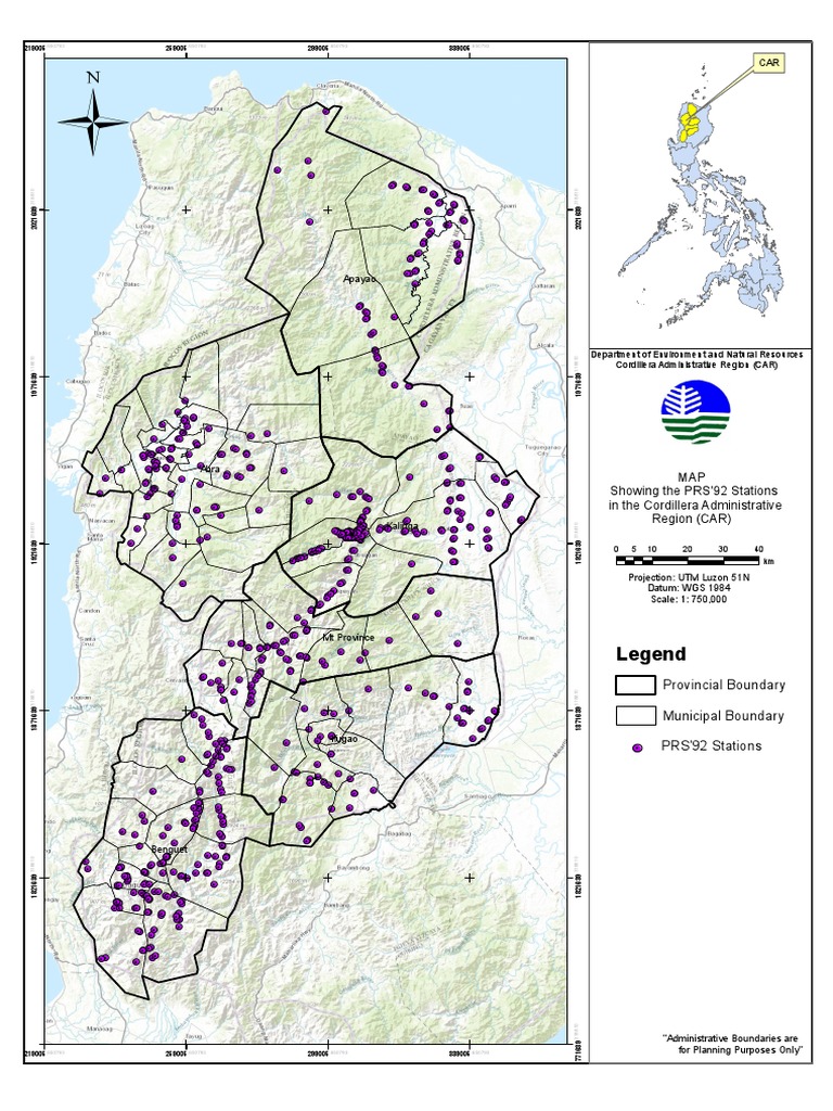 Legend: MAP Showing The PRS'92 Stations in The Cordillera ...