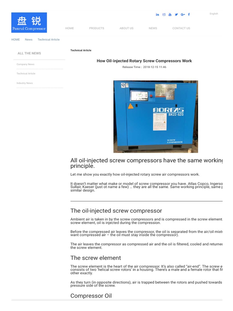 How Oil-Injected Rotary Screw Compressors Work - Shenzhen Panrui Mechanical Equipment Co., LTD ...