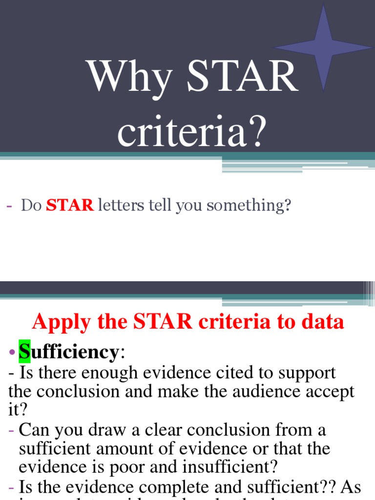 Why Star Criteria?: Do Letters Tell You Something? | PDF | Evidence ...